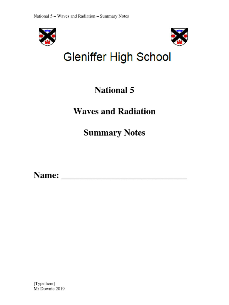 National 5 Waves and Radiation Summary Notes | PDF