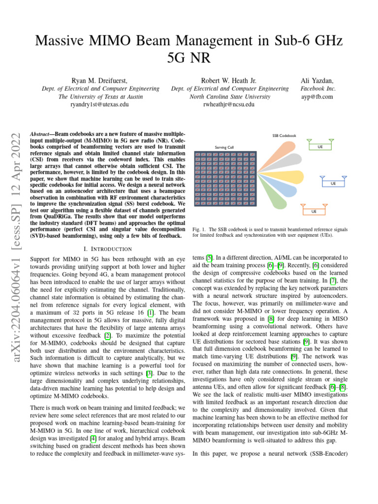 Massive MIMO Beam Management in Sub-6 GHZ 5G NR | PDF | Technology & Engineering