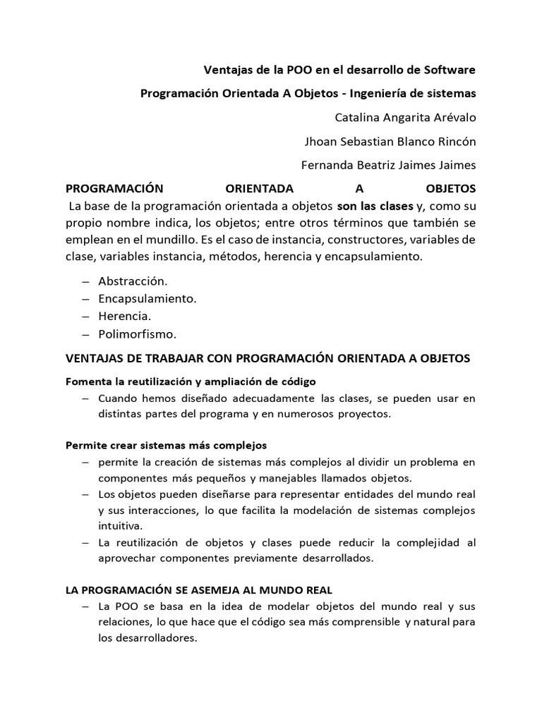 Ventajas de La POO en El Desarrollo de Software | PDF
