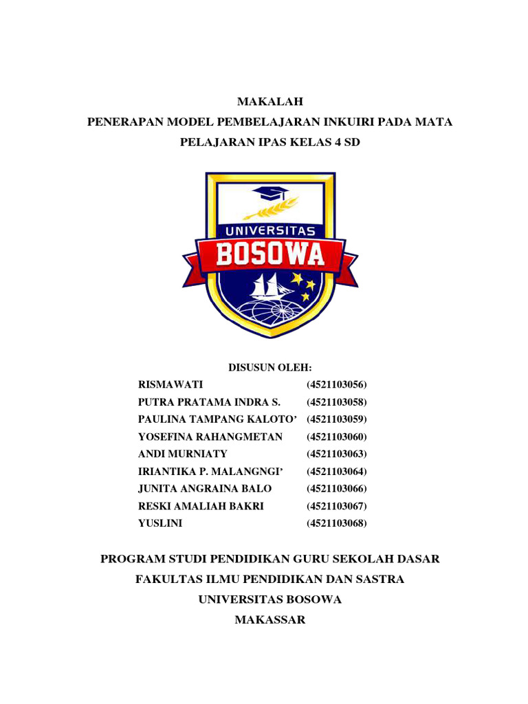 Makalah Model Pembelajaran Inkuiri | PDF