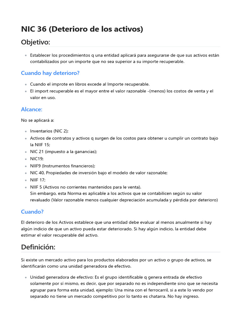NIC 36 (Deterioro de los activos) | PDF