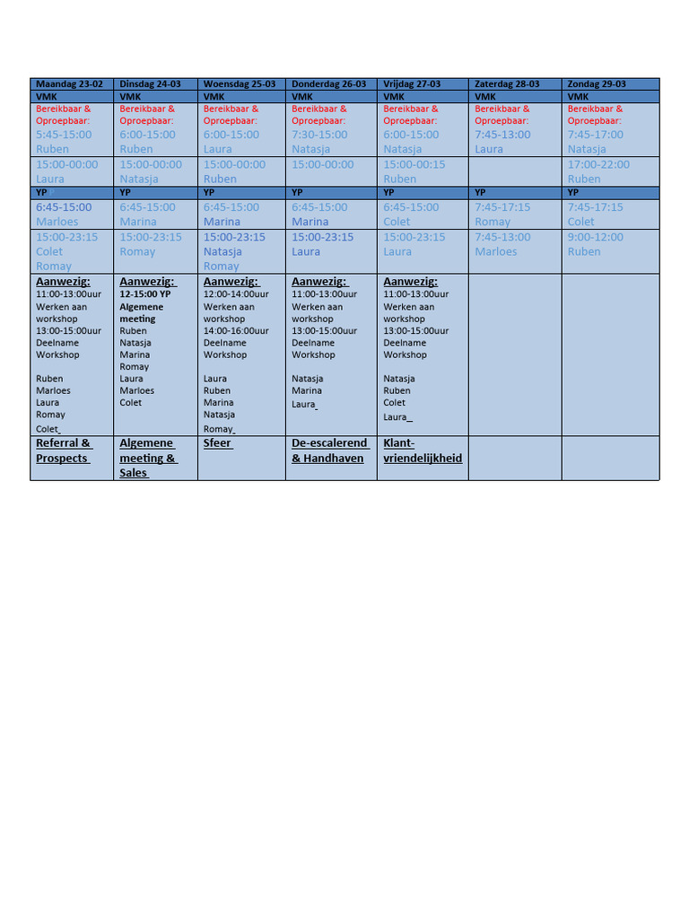 Weekplanning 23 29MRT | PDF
