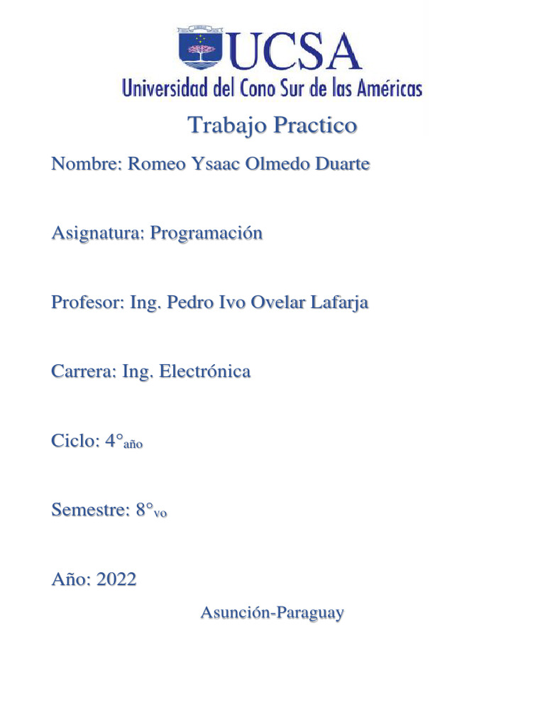 Caratula Programación UCSA | PDF