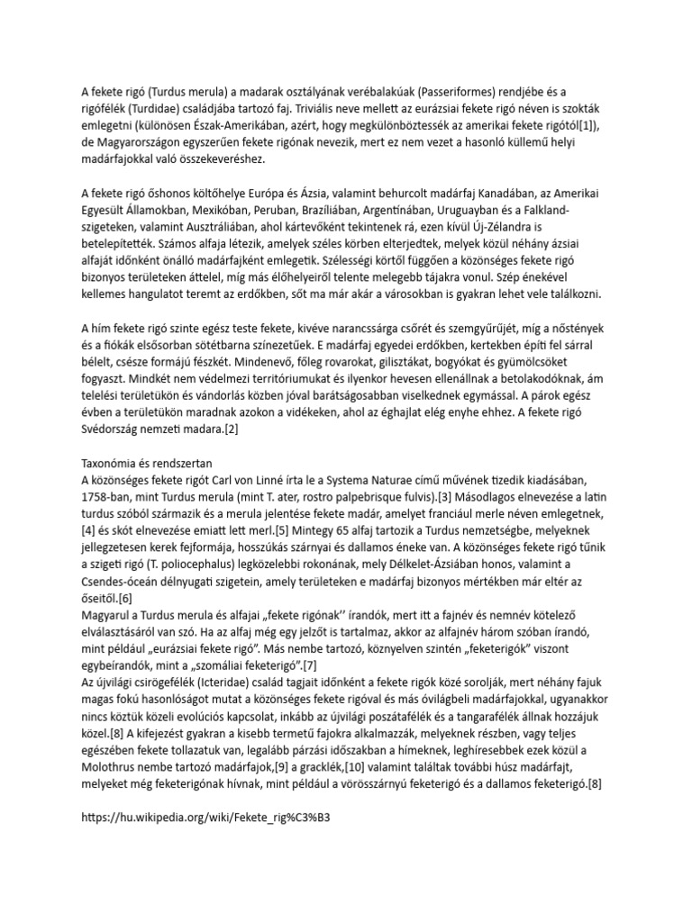 A Fekete Rigó | PDF