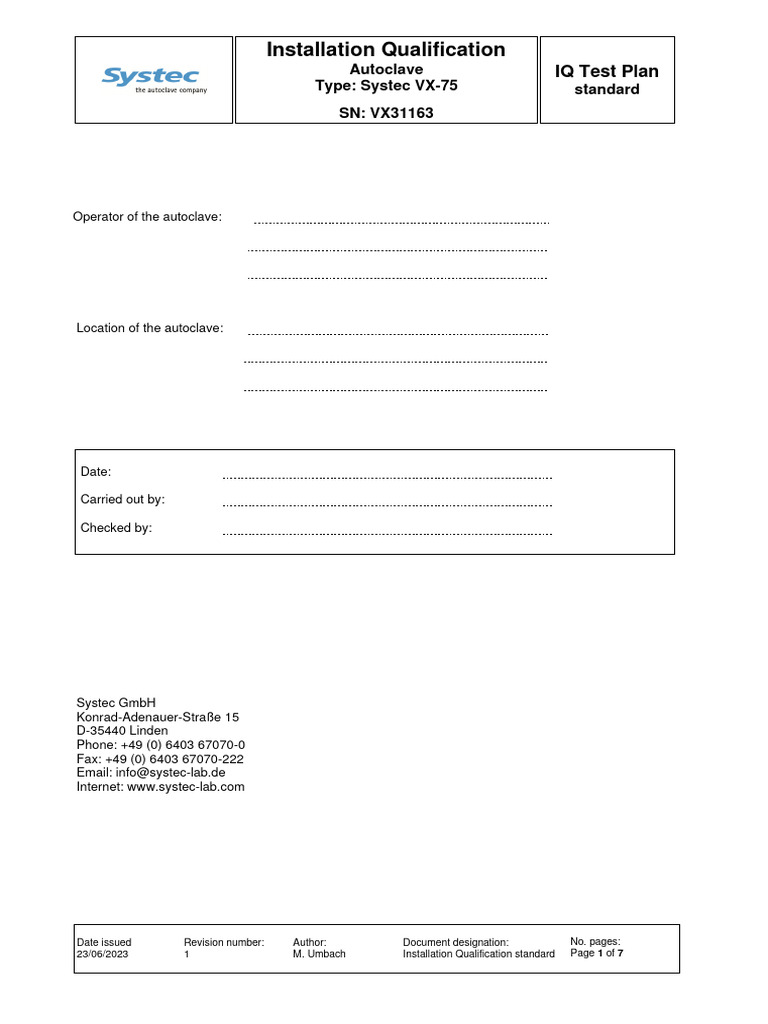 Installation Qualification Standard | PDF