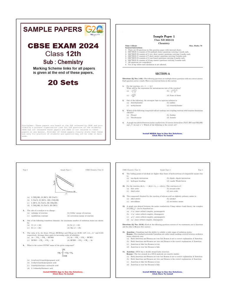 SQP 20 Sets Chemistry | PDF