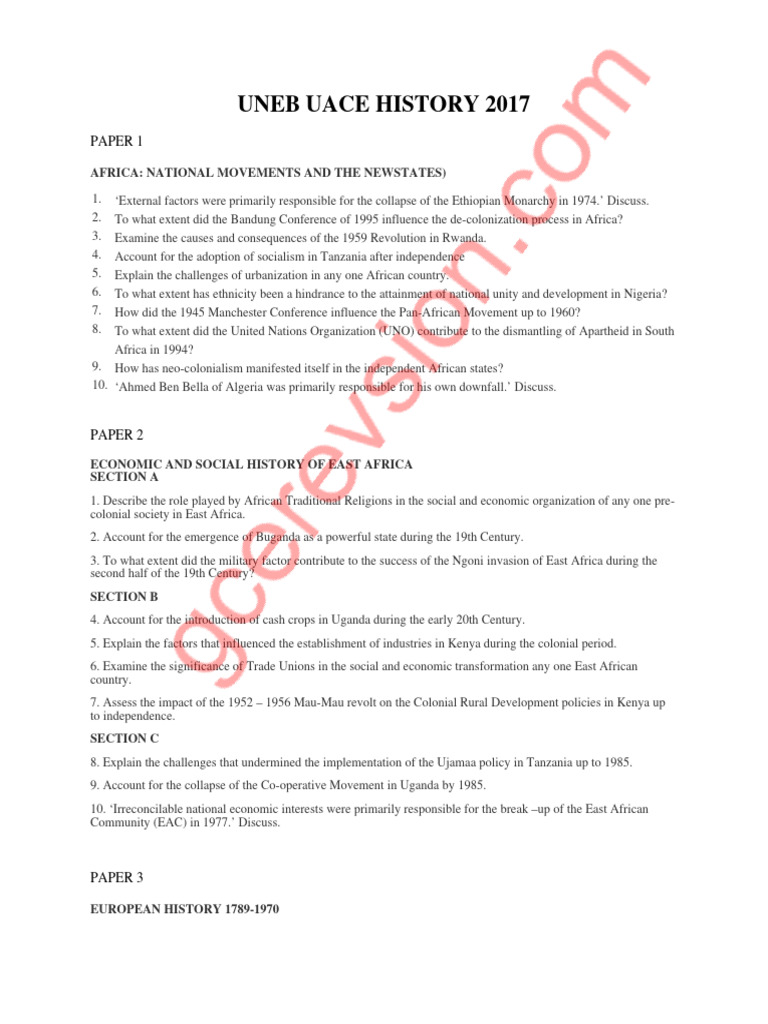Uneb Uace History 2017 | PDF