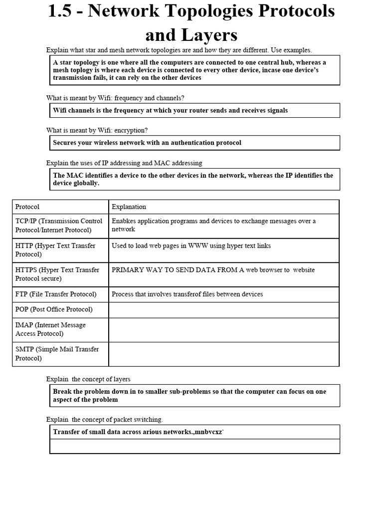 1.5 - Network Topologies Protocols and Layers | PDF | Computer Network | Internet Protocol Suite