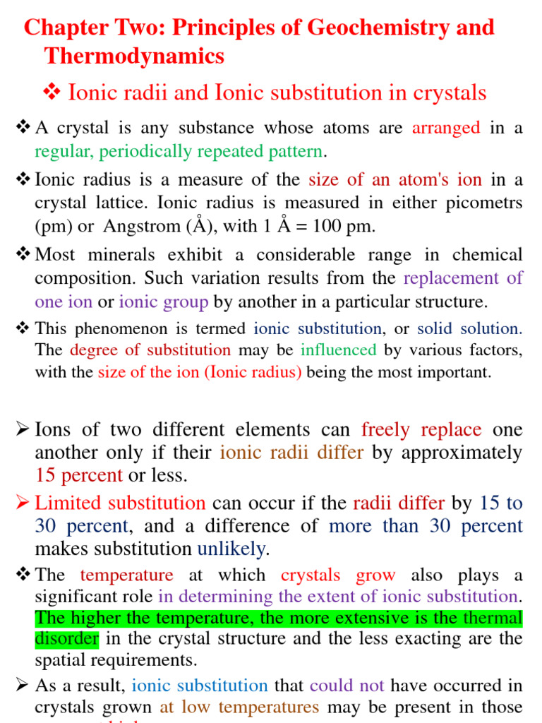 Ionic Radii and Ionic Substitution in Crystals: Chapter Two: Principles of Geochemistry and ...