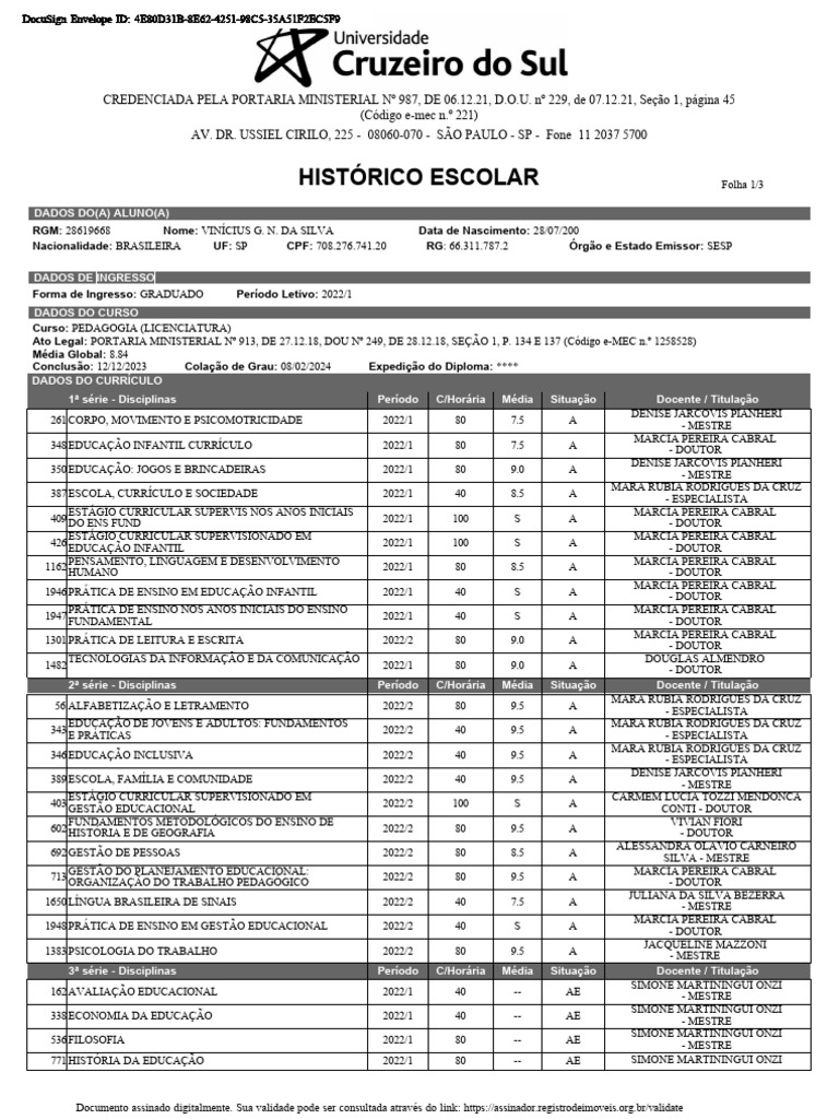 Historico Cruzeiro Do Sul Original | PDF