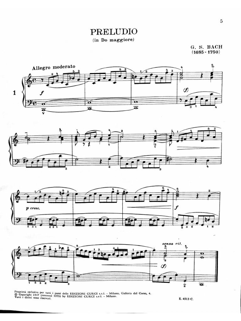 Bach Preludio Do Maggiore | PDF