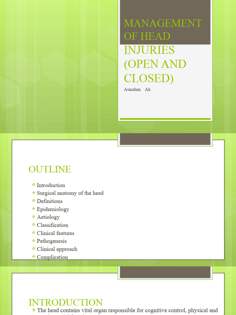 Management of Head Injuries Guide | PDF | Traumatic Brain Injury | Injury