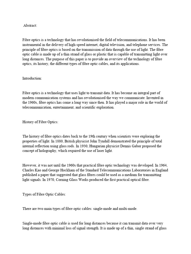 Fibre Optics Ai | PDF | Optical Fiber | Telecommunications