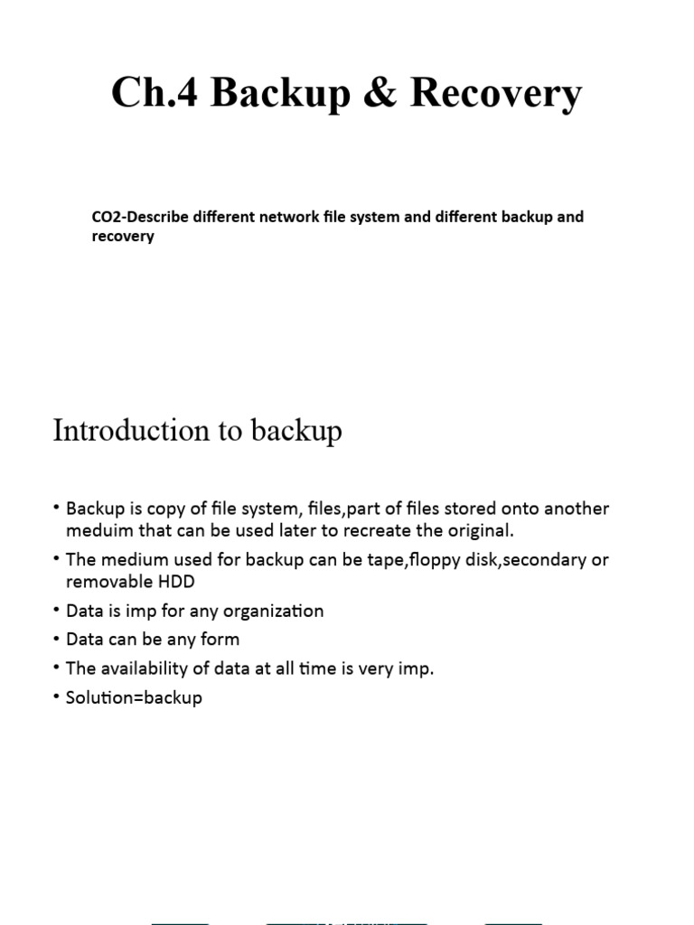 Chapter 4 Backup & Recovery | PDF