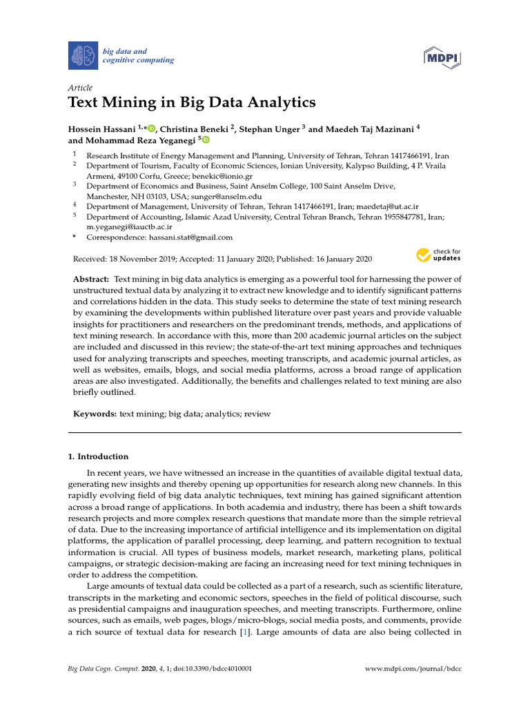 Text Mining in Big Data Analytics | PDF | Support Vector Machine ...