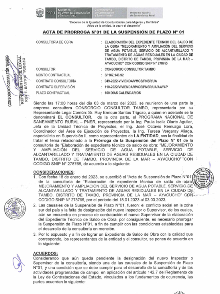 Acta de Prorroga #01 de Suspensión de Plazo #01 - OK | PDF