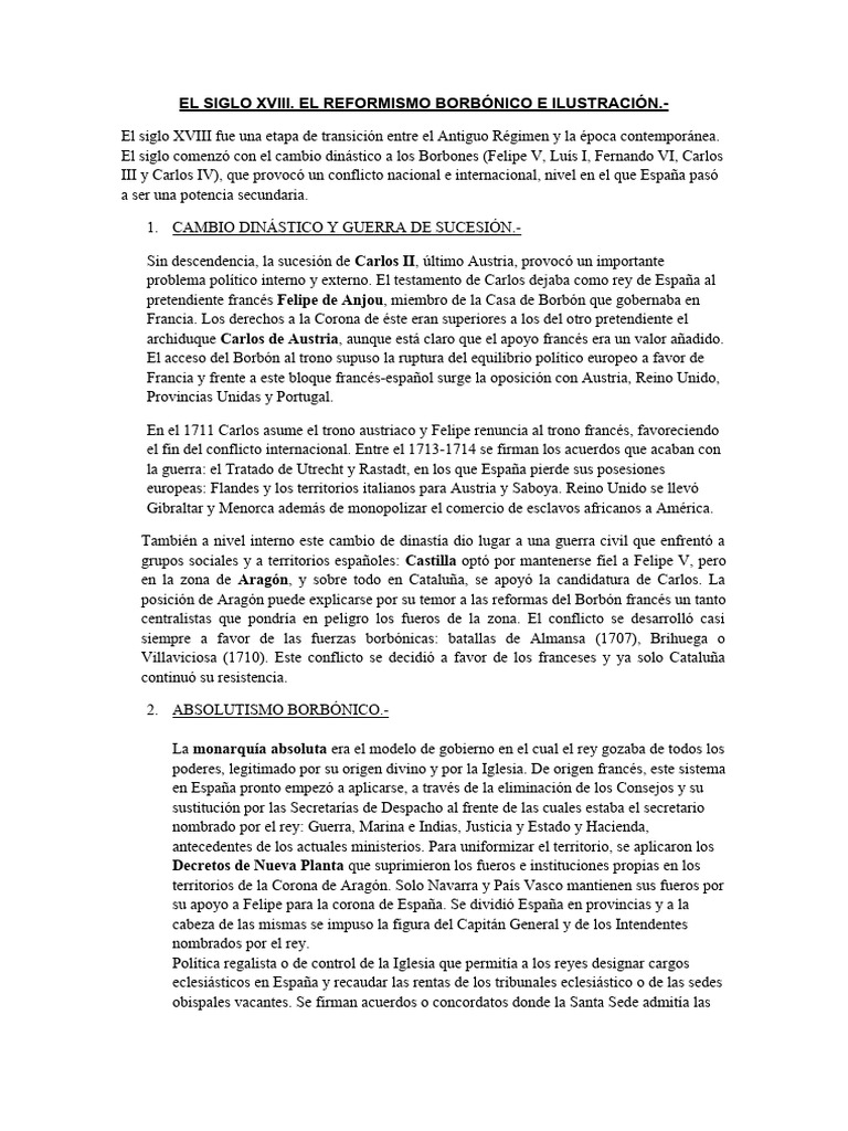 Siglo XVIII Borbones (1) 2 | PDF | Imperio español | Casa de borbón
