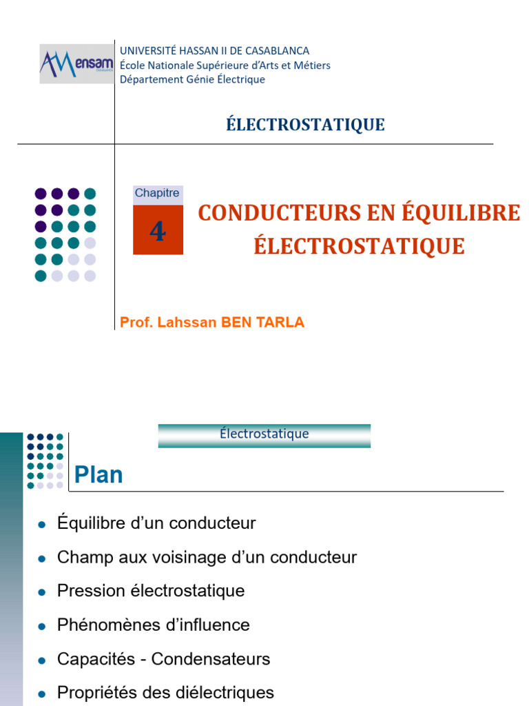 Electrostatique S1 Conducteurs en Équilibre | PDF