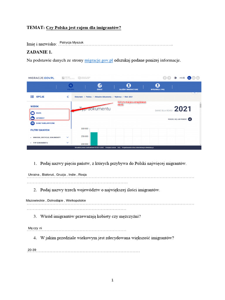 Migracje W Polsce. Praca Z Danymi Statystycznymi - Zadania v3 | PDF