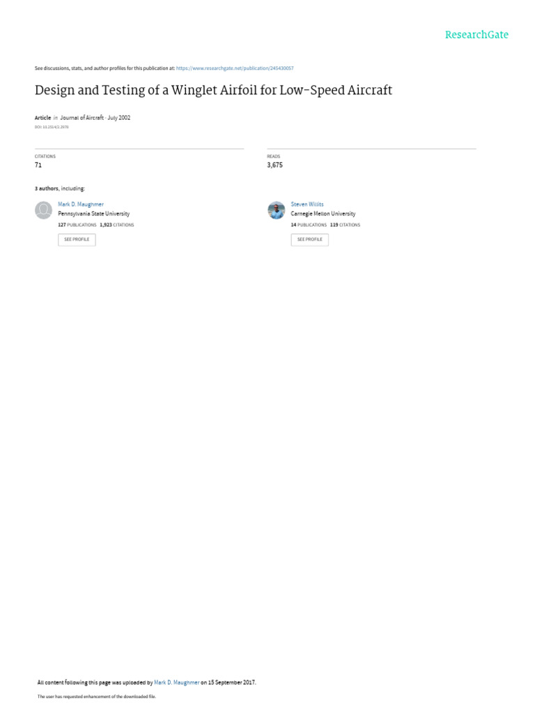 Design and Testing of A Winglet Airfoil For Low-Sp | PDF | Lift (Force ...