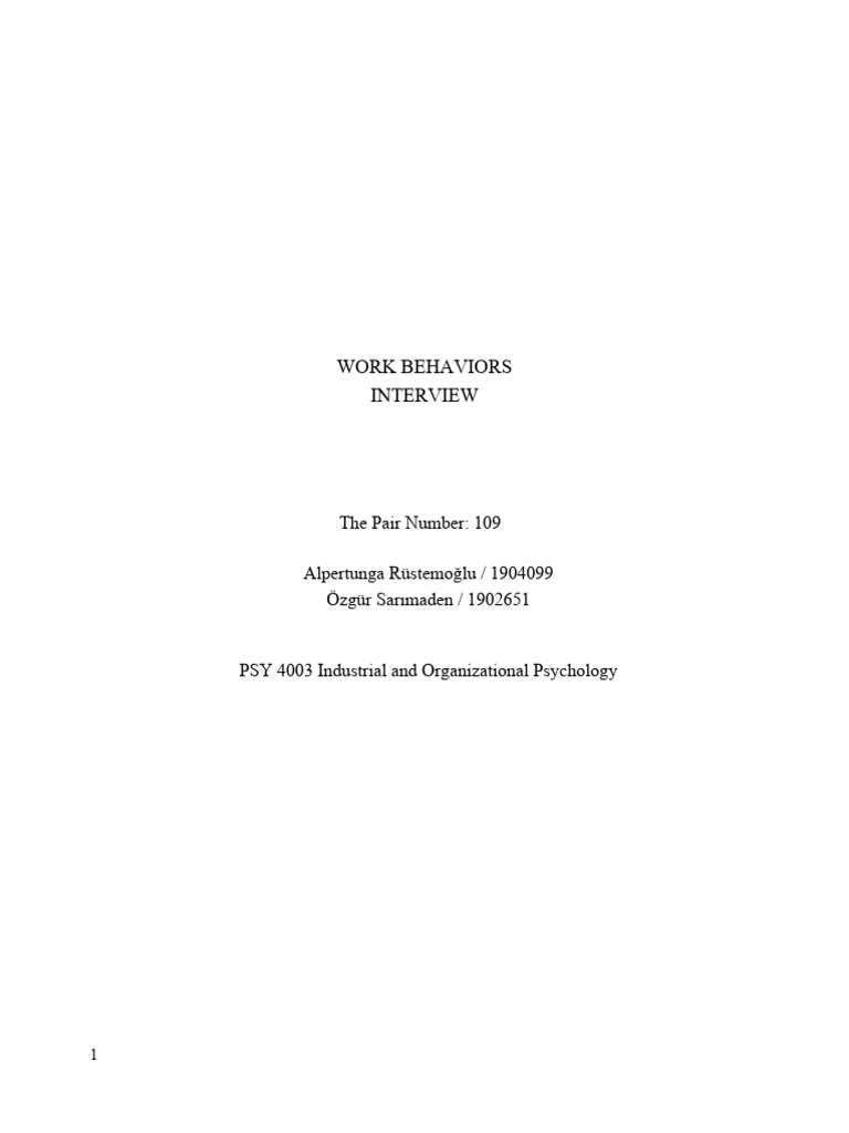 Work Behaviors | PDF