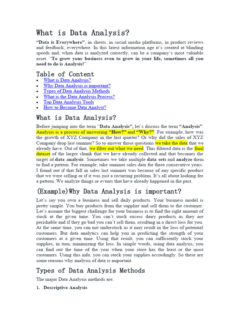 UNIT - 2 Data Analysis | PDF
