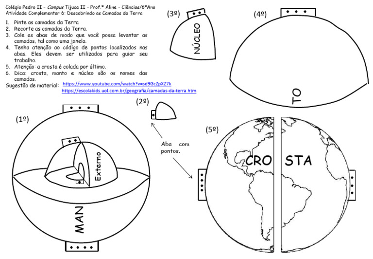 Atividade Complementar 6 Camadas Da Terra para Montar | PDF