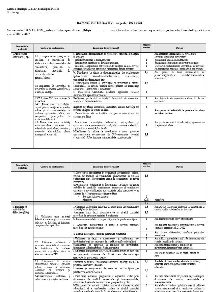 Raport Justificativ 2021 2022 PDF