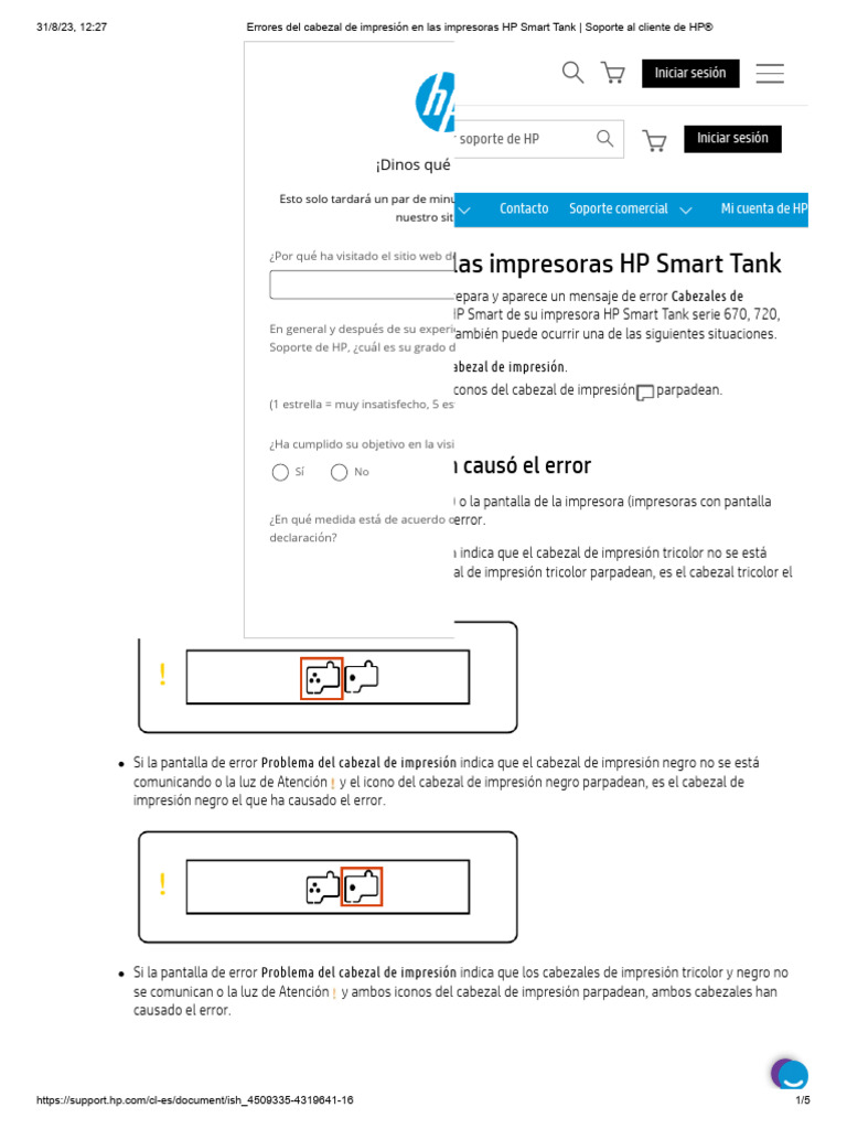 Errores Del Cabezal de Impresión en Las Impresoras HP Smart Tank - Soporte Al Cliente de HP® | PDF