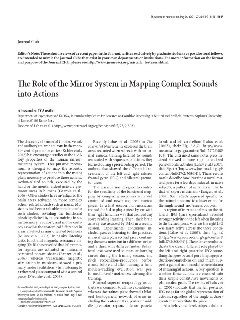 Mapping Complex Actions | Download Free PDF | Cognitive Neuroscience ...