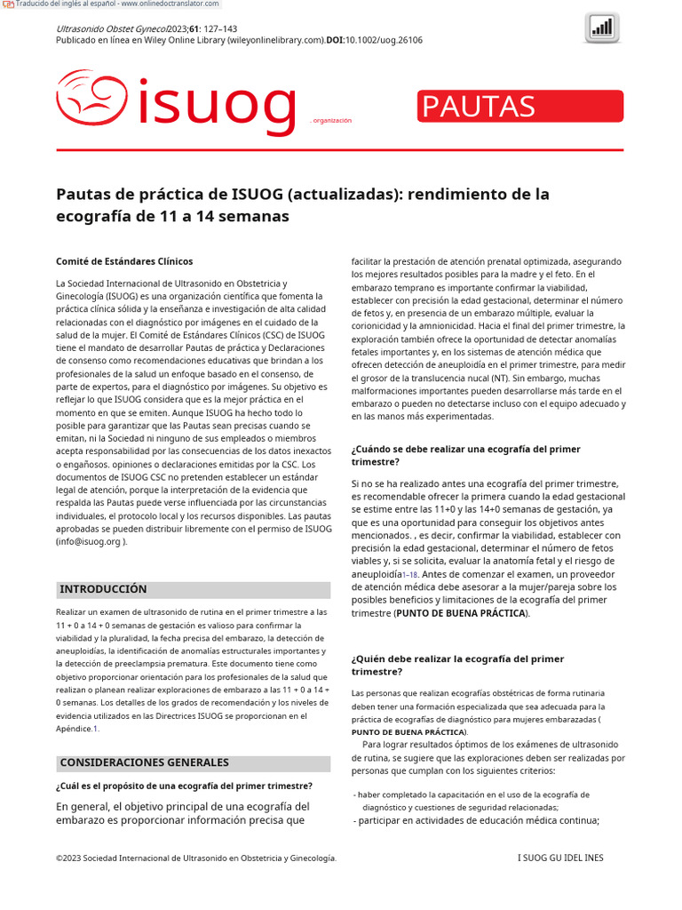 Ultrasound in Obstet Gyne - 2023 - ISUOG Practice Guidelines Updated ...