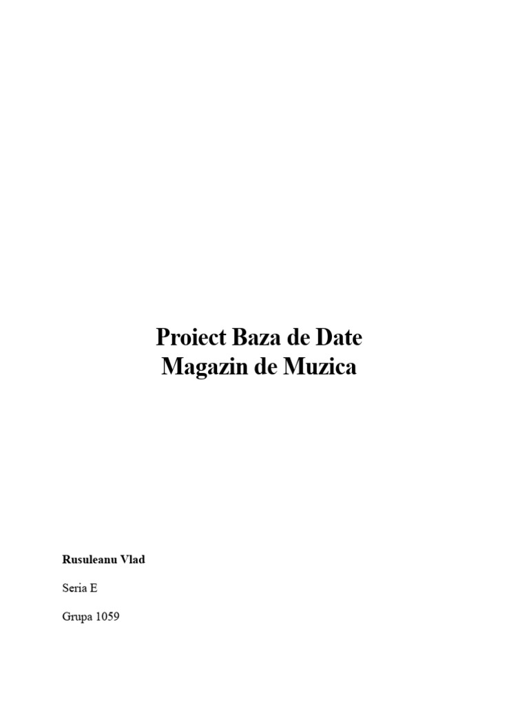 Proiect Baze de Date | PDF