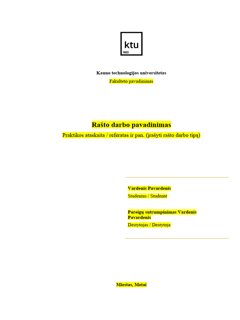 Rašto Darbo Šablonas LT NAUJAS 2019 | PDF