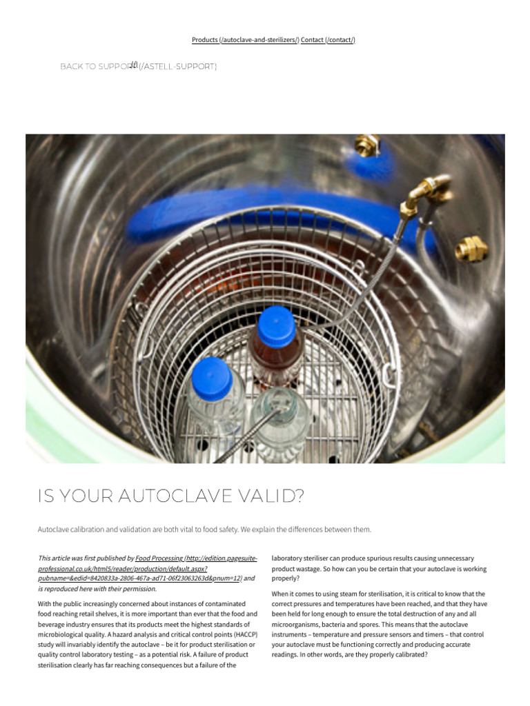 Autoclave Calibration and Validation - Astell UK | PDF