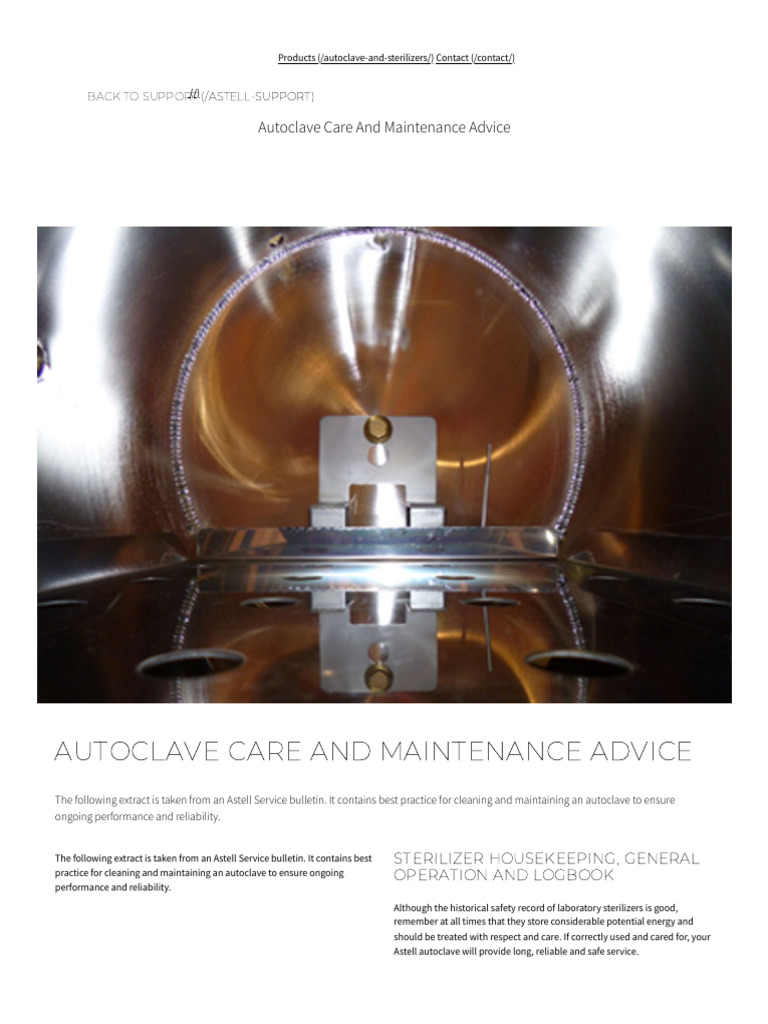 Autoclave Care and Maintenance Advice - Astell UK | PDF