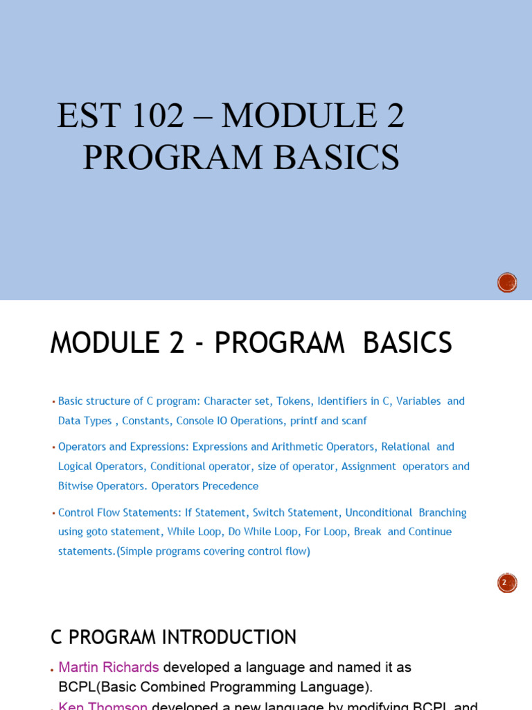 EST 102 - Module 2 | Download Free PDF | Data Type | C (Programming ... EST 102 - Module 2 | Download Free PDF | Data Type | C (Programming ...