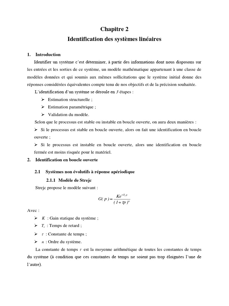 Identification des systèmes linéaires | PDF | Méthodes et références ...
