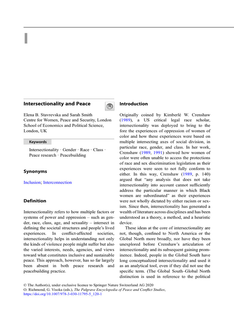 Intersectionality and Peace Research | PDF | Intersectionality | Gender