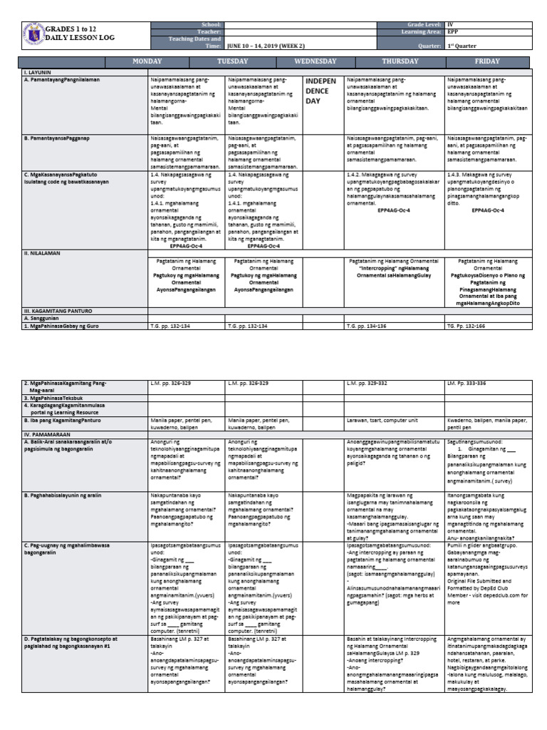 DLL - Epp 4 - Q1 - W2 | PDF