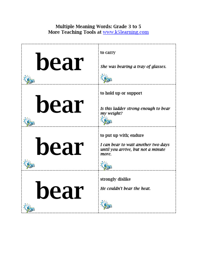 Multiple Meaning Words Guide | PDF