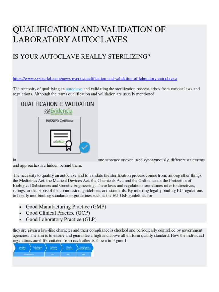 QUALIFICATION AND VALIDATION - Systec-Lab | PDF | Verification And Validation | Sterilization ...