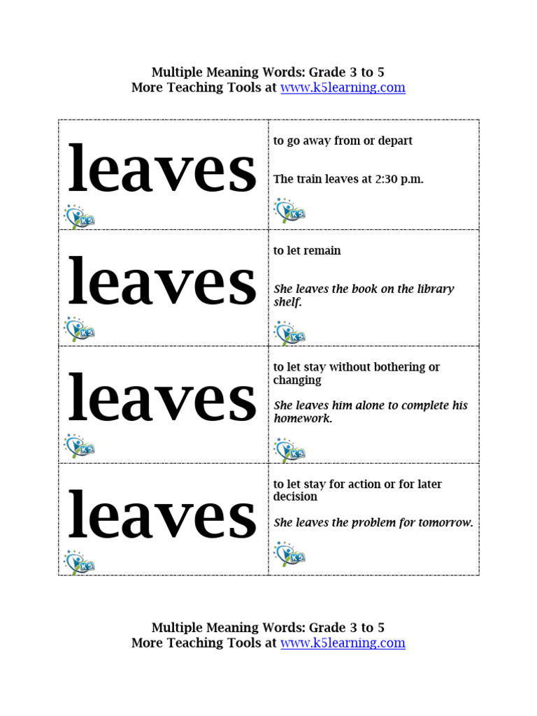 Understanding Multiple Meaning Words | PDF | Language Arts & Discipline
