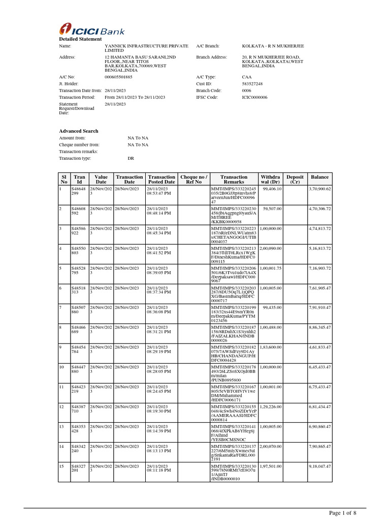 DetailedStatement Icici | PDF