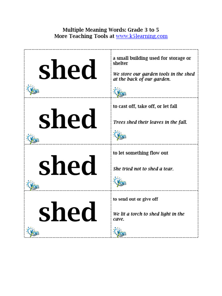 Multiple Meaning Words Guide | PDF | Elephant | Cucurbita