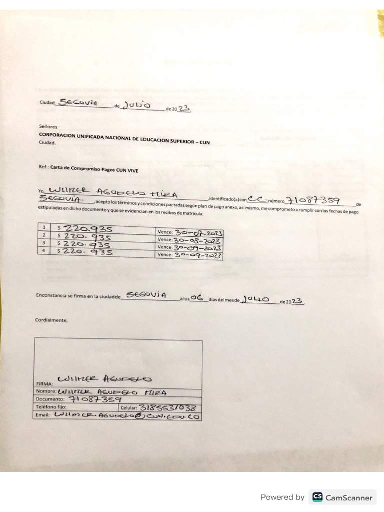 Compromiso de Pagos | PDF