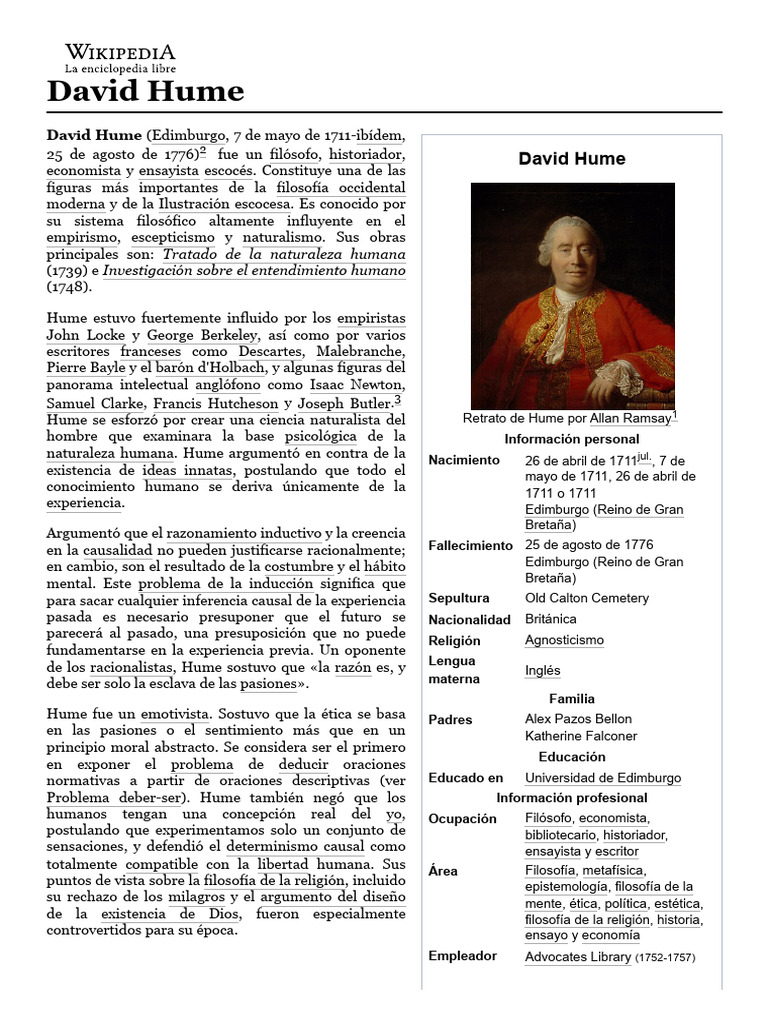 Aportaciones de David Hume al empirismo | PDF | David Hume ...