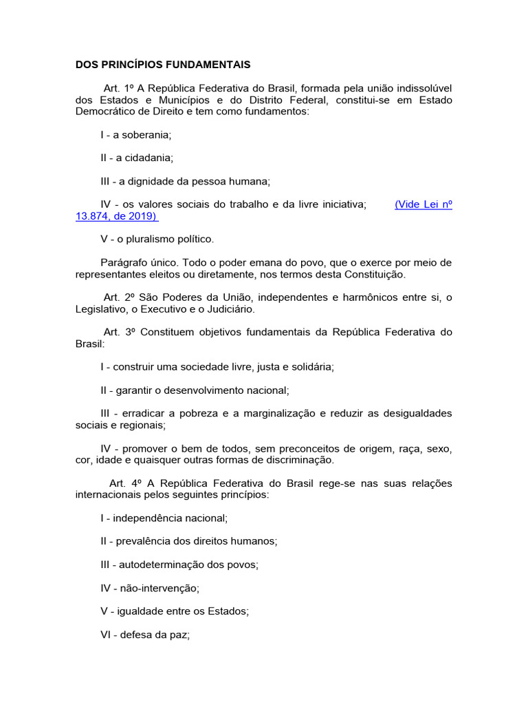 Dos Princípios Fundamentais | PDF
