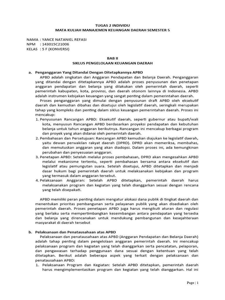 Siklus Pengelolaan Keuangan Daerah | PDF | Bisnis | Pengelolaan Keuangan & Uang