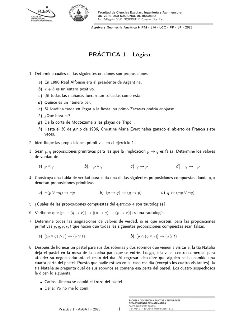 AyGAI 2023 Practica 1 Logica | PDF