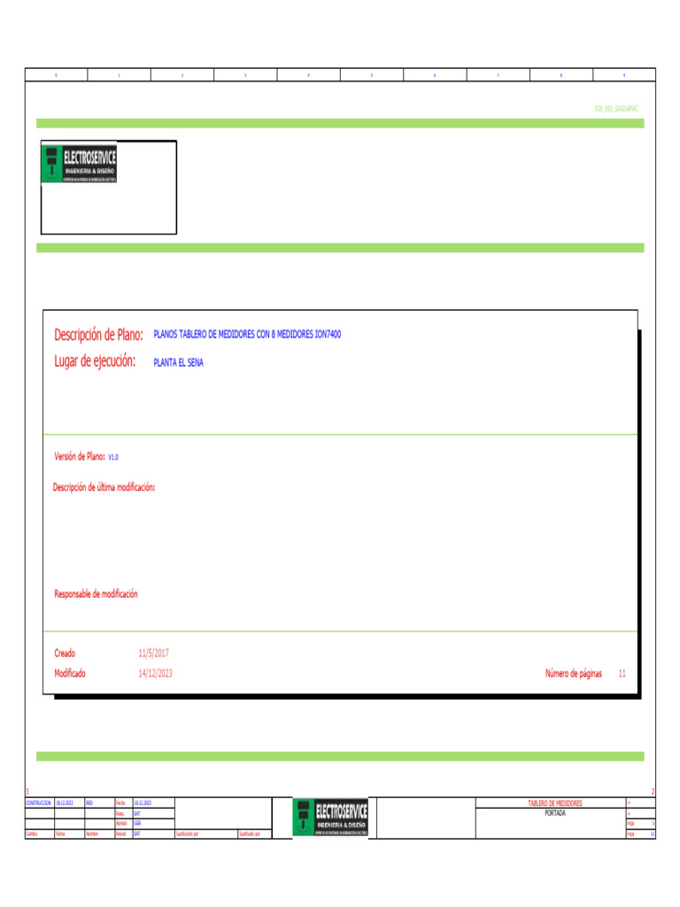Planos Final Tablero de Medidores - Planta El Sena | PDF